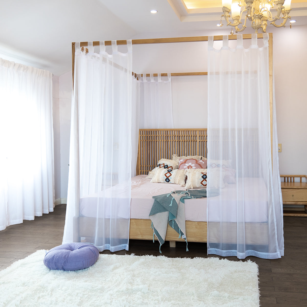 Sheer Canopy Bed Curtains 8 Panel Set For All Bed Sizes Linentalks Linentalks Home